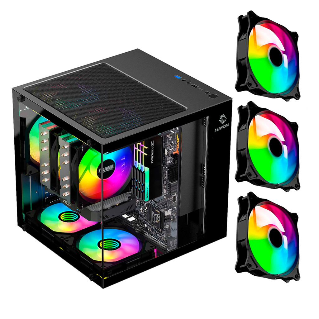Mini Gabinete Gamer GB1787 Preto com 3 Fans RGB Micro-ATX | Shopee Brasil