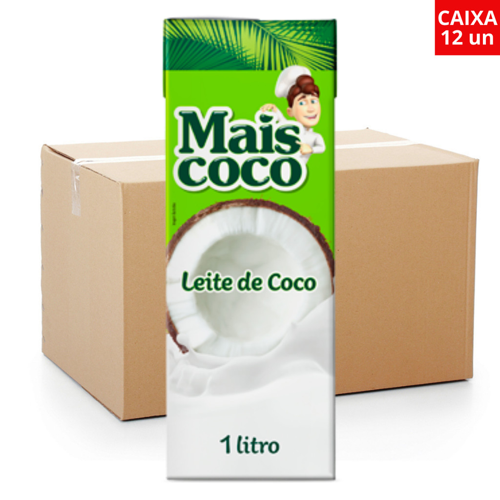 Caixa 12 unidades Leite de Coco Mais Coco 1 Litro - Kit com 12x1000ml ...