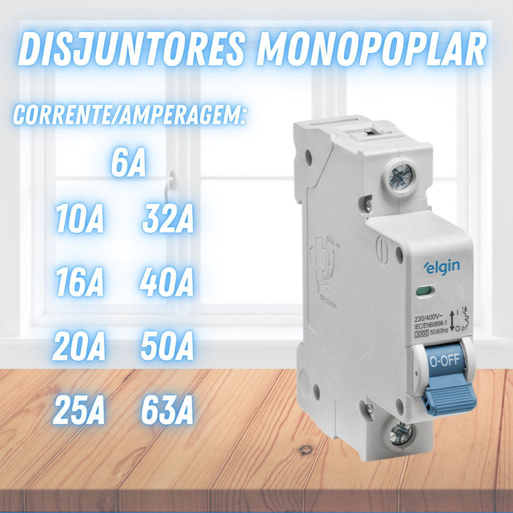 Disjuntores Termomagnético Monopolar 1 Polo Din Curva C Elgin (6a~63a) | Shopee Brasil