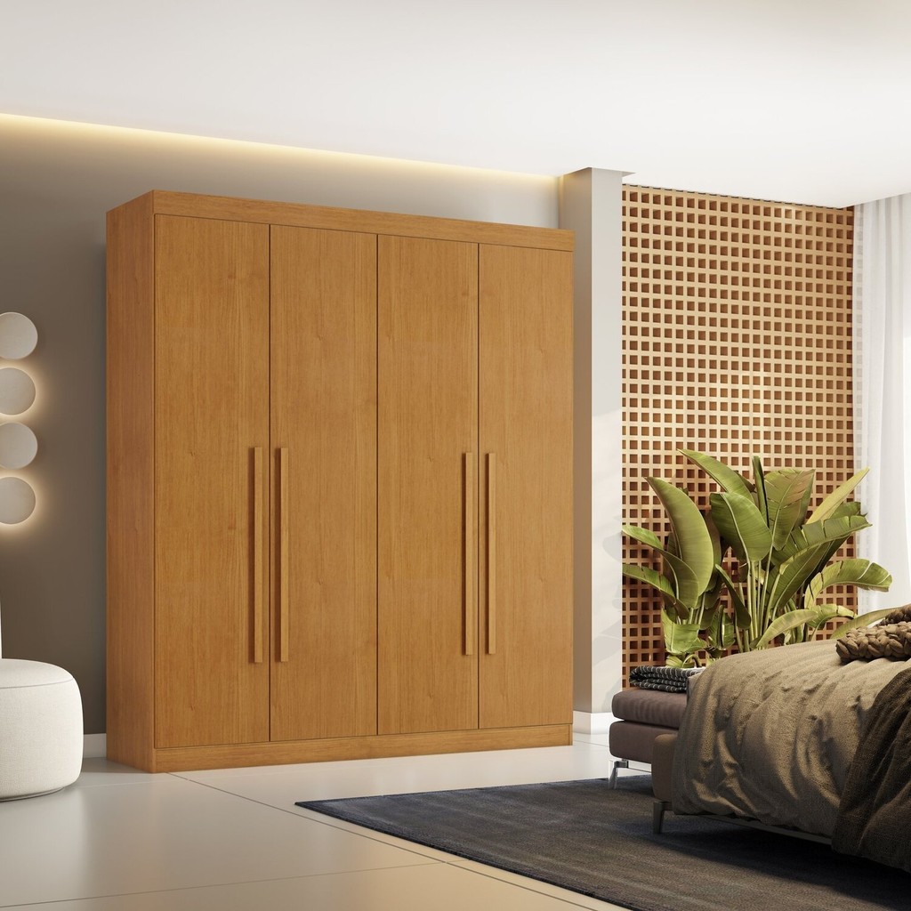 Guarda-roupa Casal 4 Portas 3 Gavetas Caribe Cinamomo | Shopee Brasil