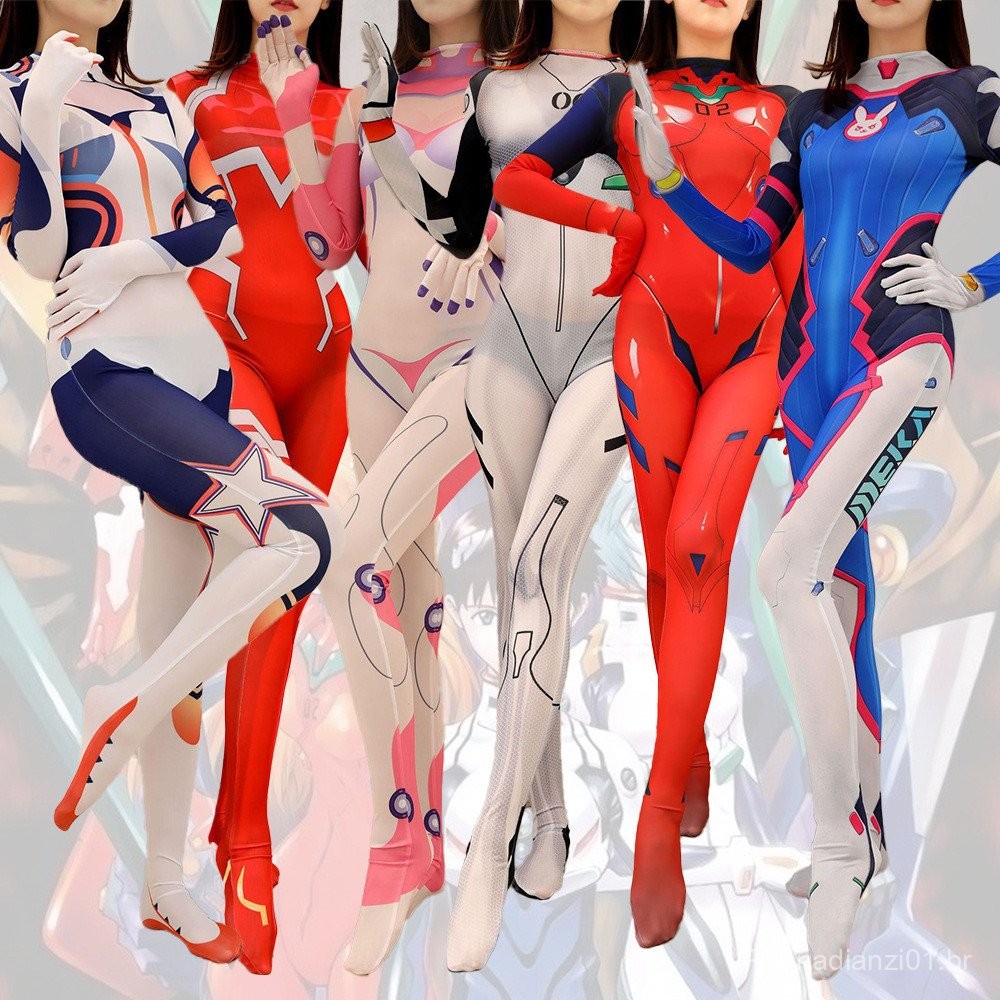Corpo de Halloween DVA Daji Zero Two Overwatch Rei Ayanami Kiria Cosplay Evangelion Macacã MDVI ...