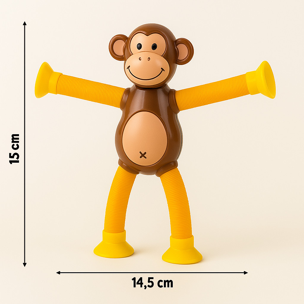 Macaco Pop Tube Brinquedo Infantil Tubo Estica e Gruda Com Ventosa ...