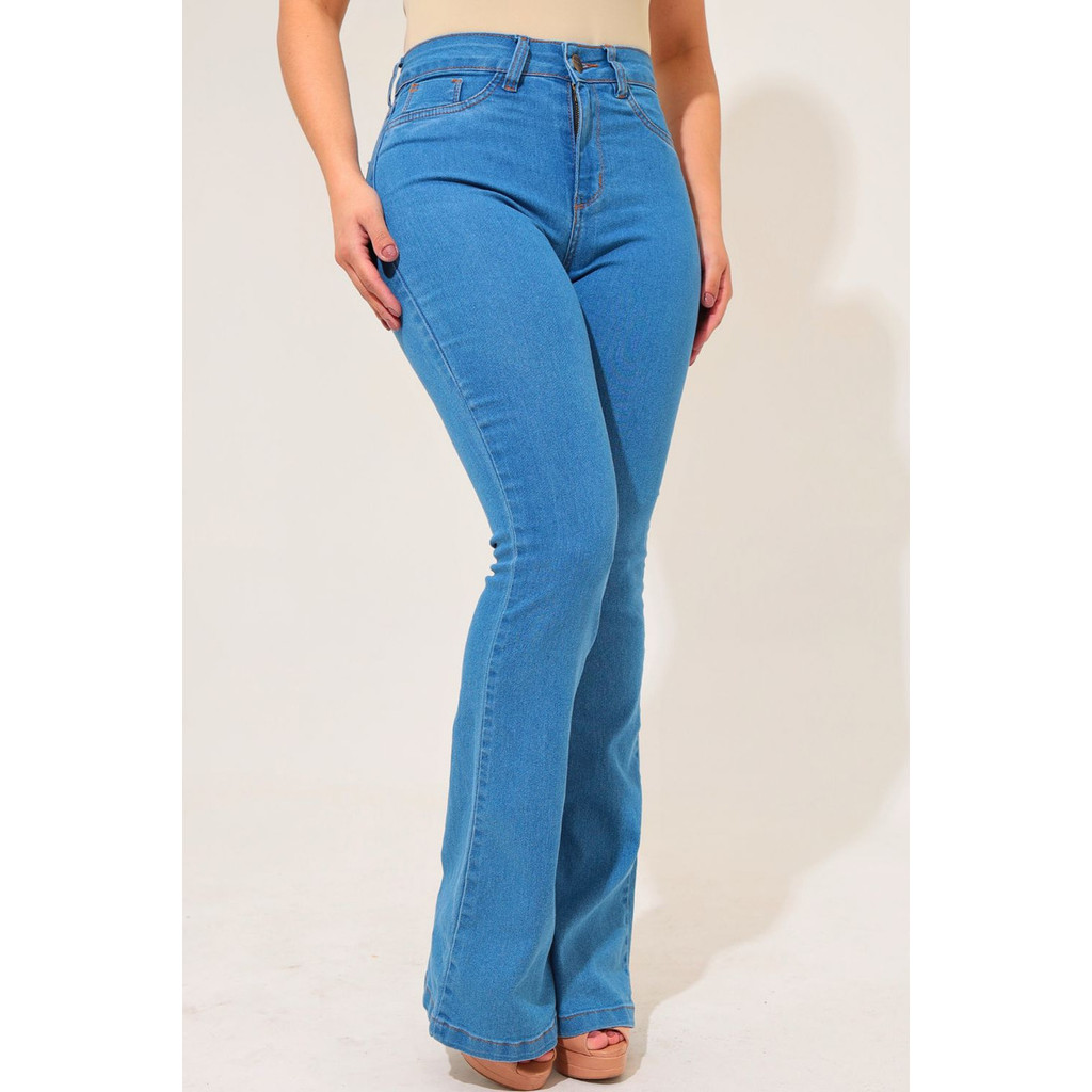 Calça Feminina Dfer Jeans Lycra Flare L1/3 - Amaciado | Shopee Brasil