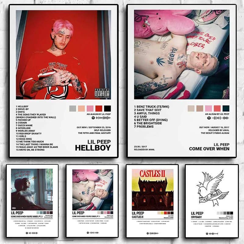 Hip Hop Rapper Lil Peep Cartaz Conjunto Álbum De Música Crybaby Ao Vivo ...