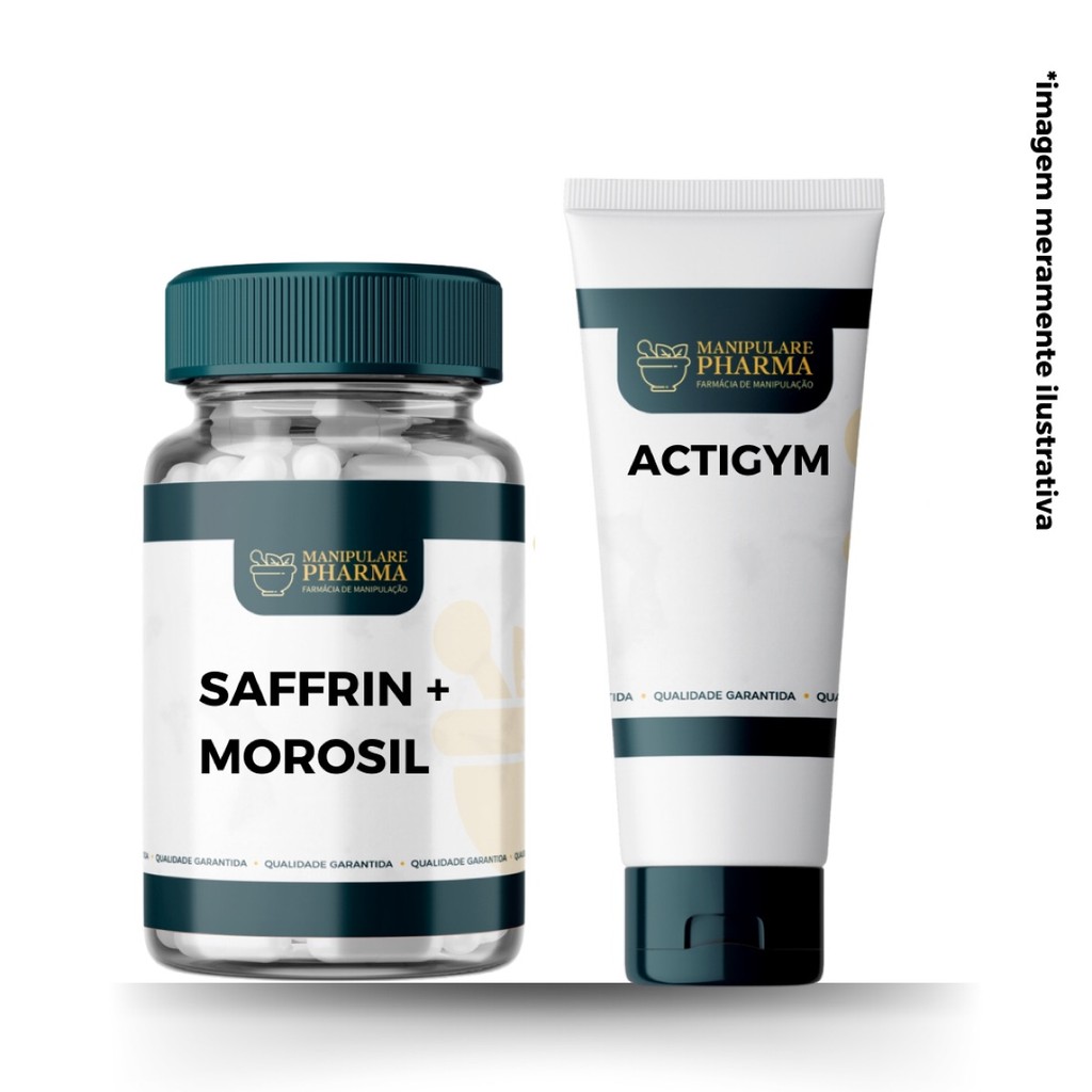 Saffrin 100Mg com Morosil 250Mg - 60 Cápsulas + Actigym 5% 100g ...