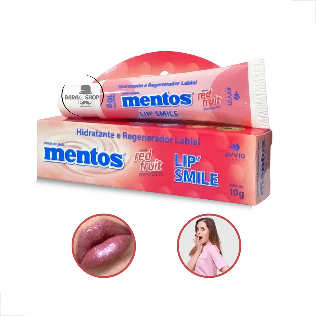 Protetor Labial Mentos Lip Smile Red Fruit Gloss Alto Poder de ...
