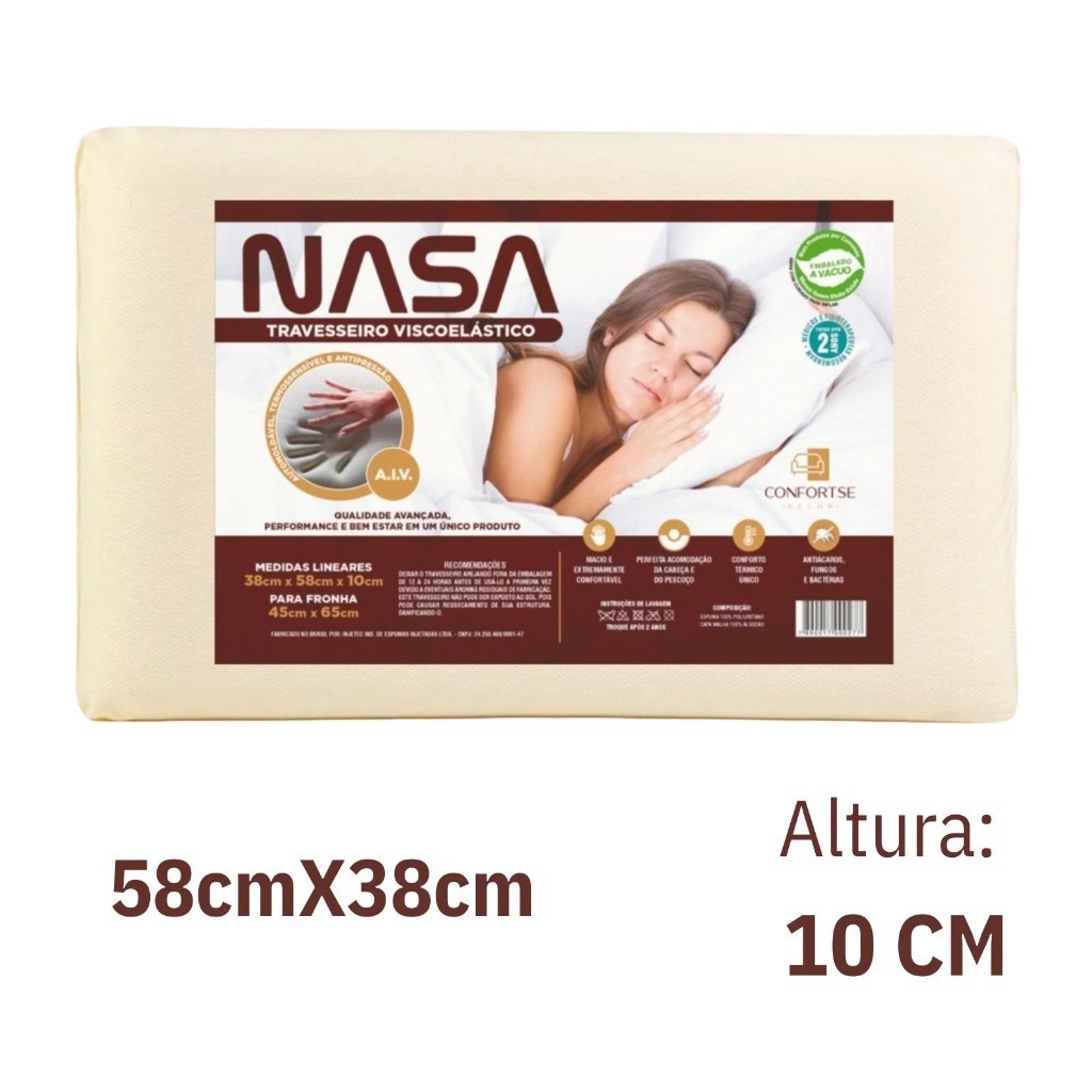 Travesseiro Nasa-X Original Alto Viscoelástico Antiácaro Confortse ... Travesseiro Nasa-X Original Alto Viscoelástico Antiácaro Confortse ...