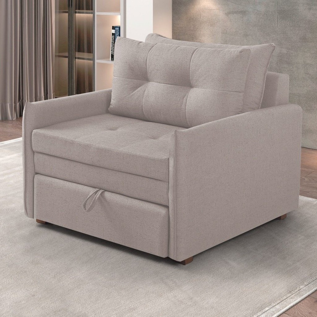 Sofá Cama Montreal Solteiro 95cm X 90cm Champanhe Claro | Shopee Brasil