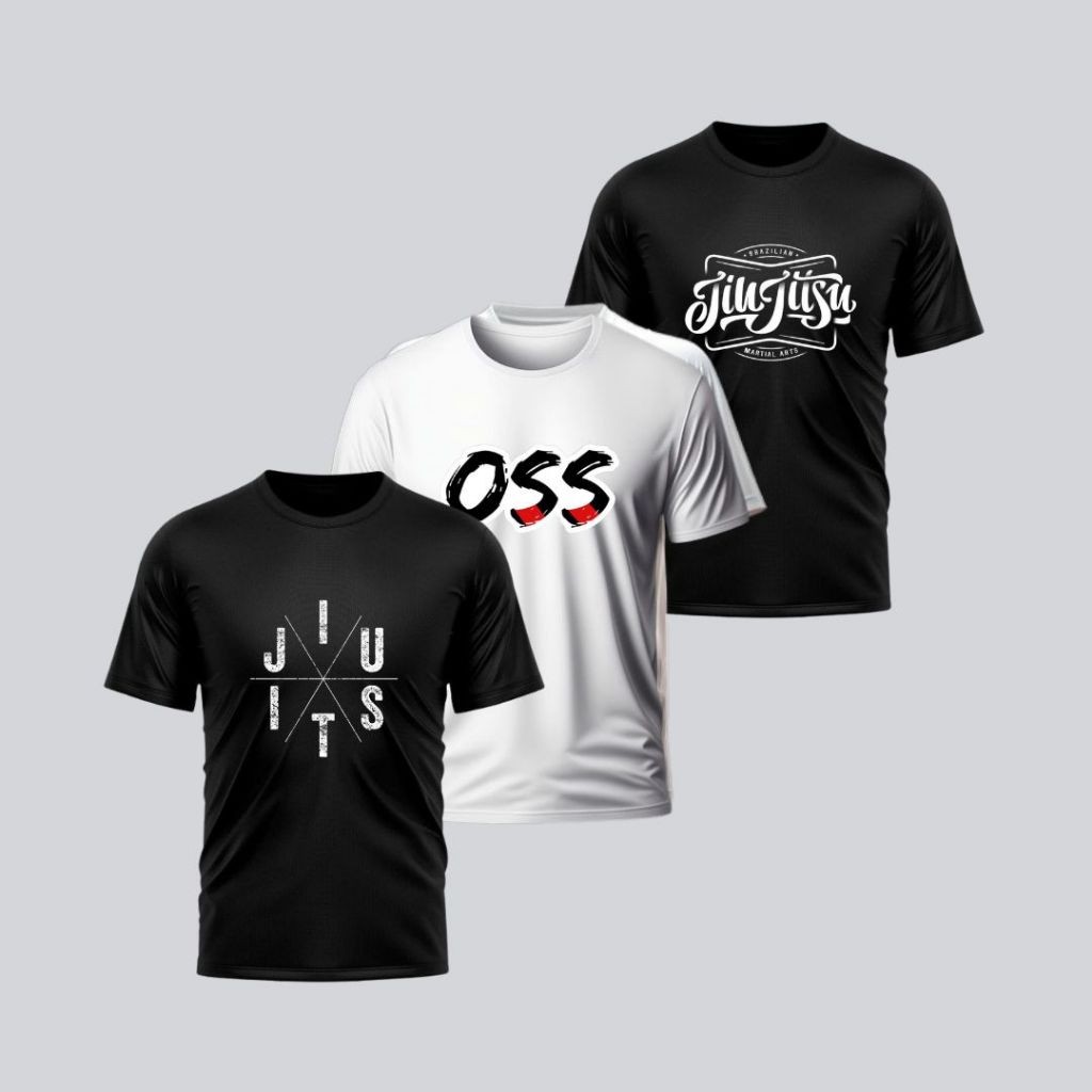 Kit 3 Camisetas 100% Algodão Luta Jiu Jitsu Oss Bjj | Shopee Brasil