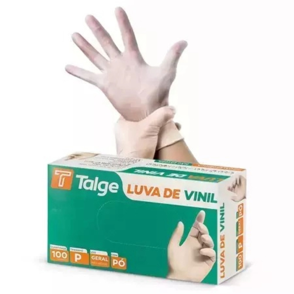 Luva Vinil C/ Pó TALGE Descartável C/100 | Shopee Brasil