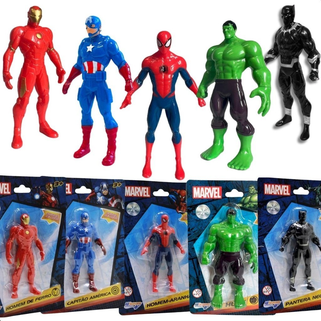 Kit 5 Bonecos Colecionáveis Marvel Avengers Vingadores Homem De Ferro ...