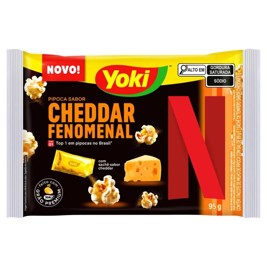 Pipoca para Microondas Yoki 95g Netflix Sabor Cheddar Fenomenal Edição ...