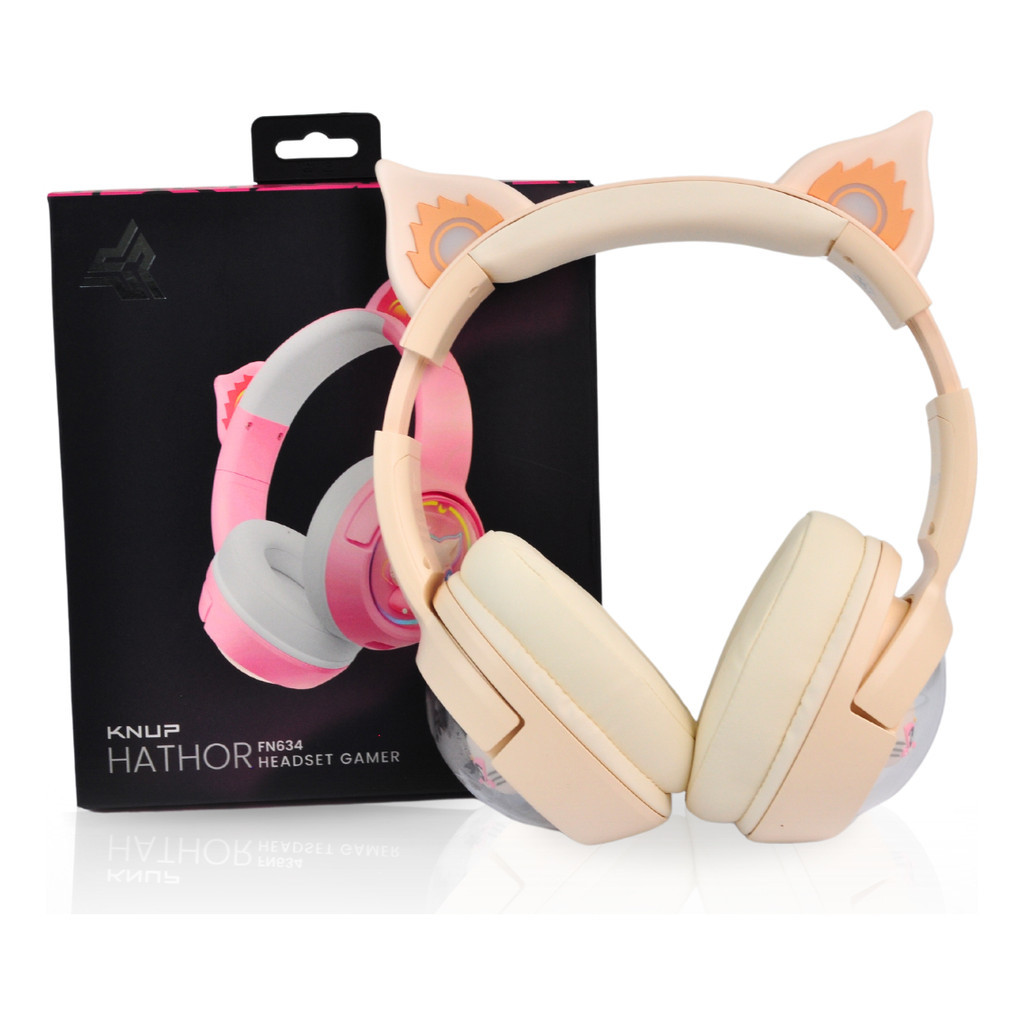 Fones De Ouvido Headset Gamer Sem Fio Bluetooth Gatinho Rgb | Shopee Brasil