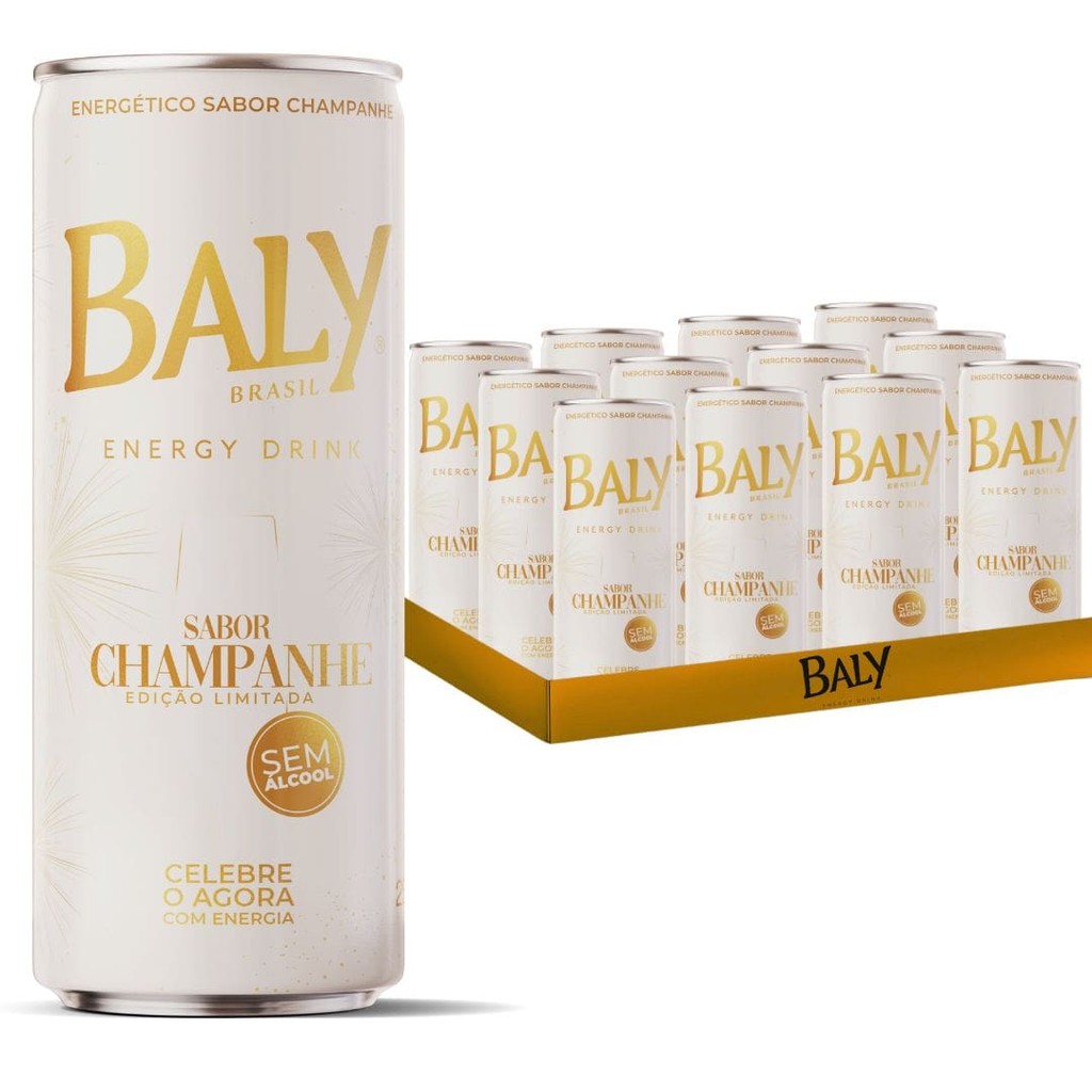 Caixa 12un Energético Baly Energy Drink Lata 250ml Champanhe Sem Álcool ...