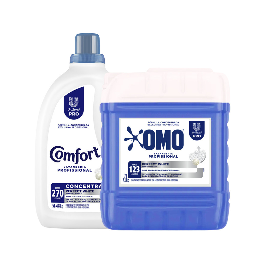 Kit Lavandeira: Lava Roupas Líquido Perfect White Omo 7L + Amaciante ...