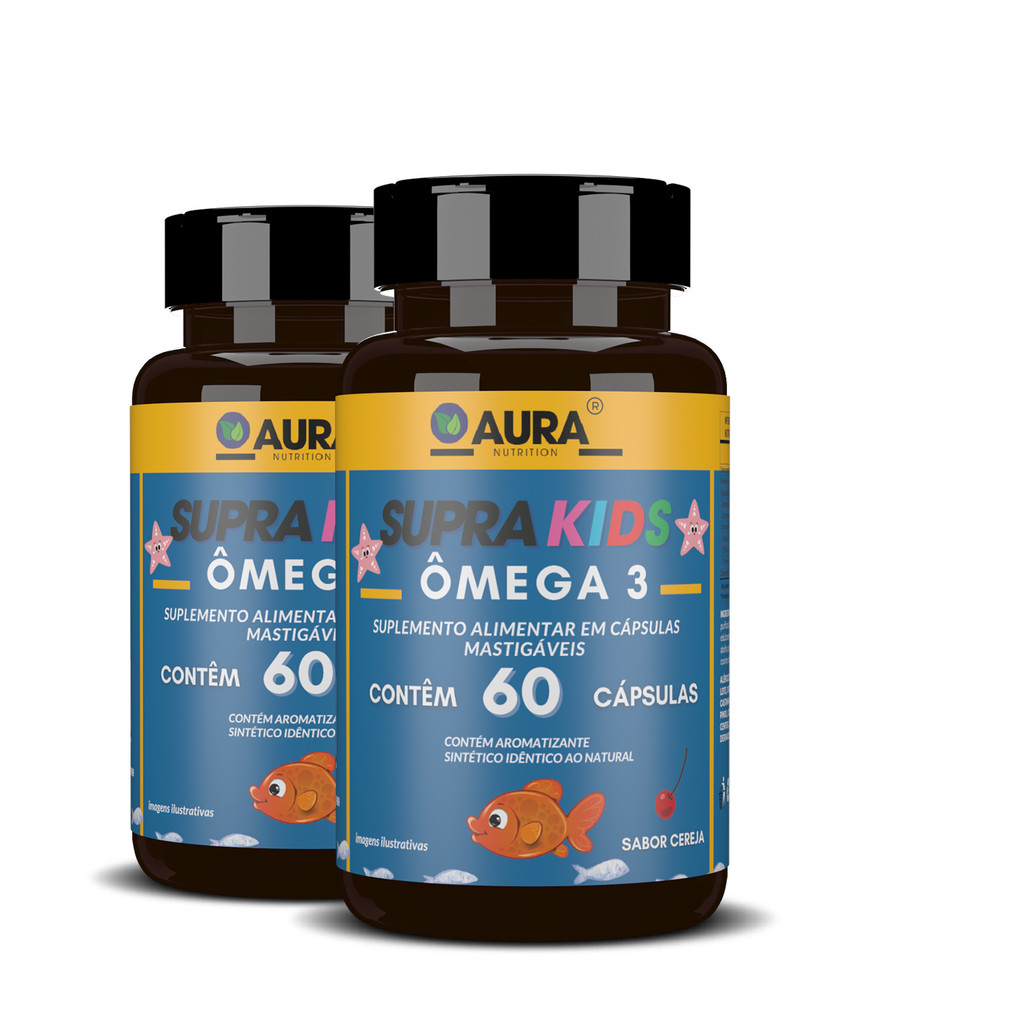 Ômega 3 Supra Kids Cápsulas Peixe Mastigáveis 2 x 60 Cápsulas - Aura Nutrition | Shopee Brasil