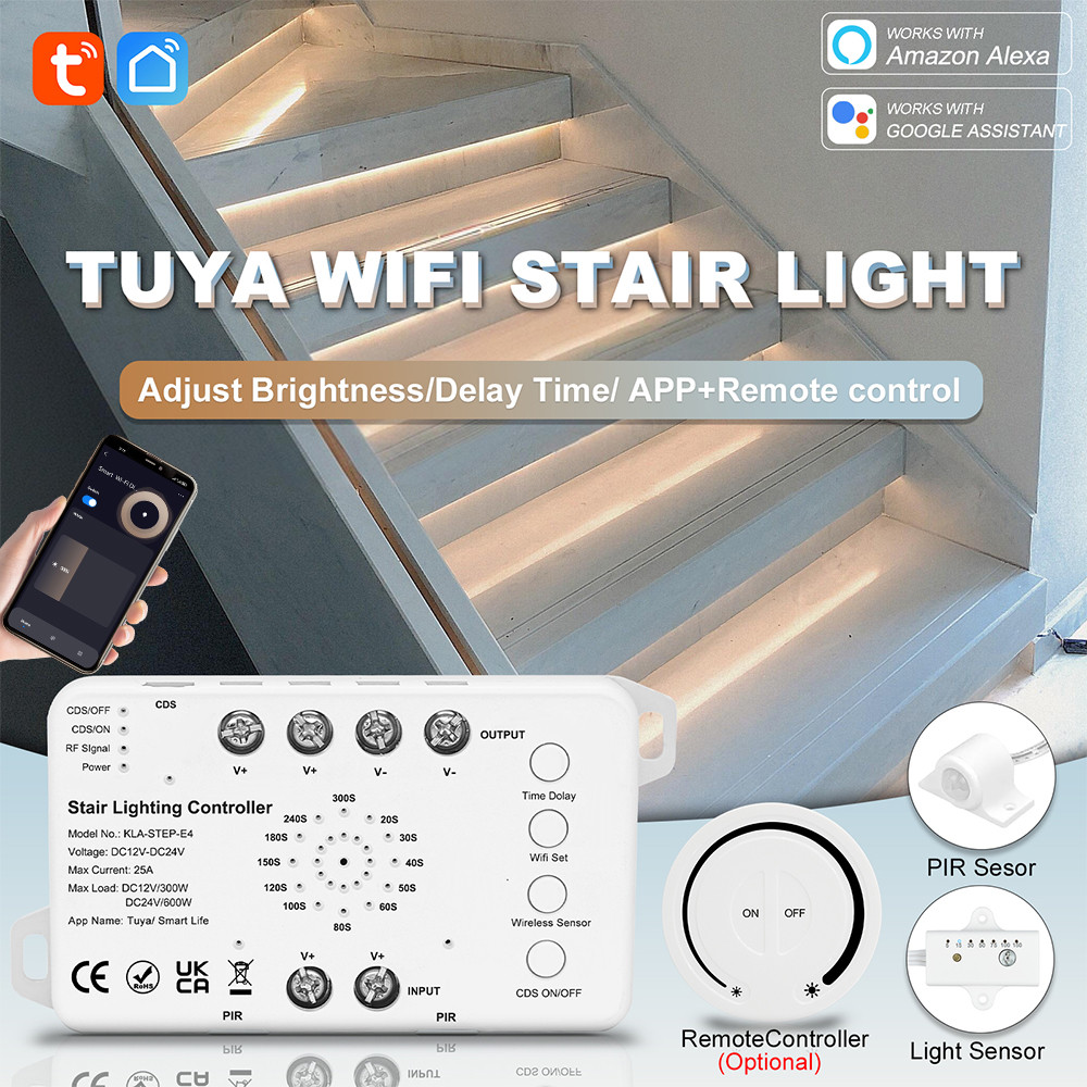 Luz Inteligente para Escadas Tuya WiFi com Sensor de Movimento Controle ...