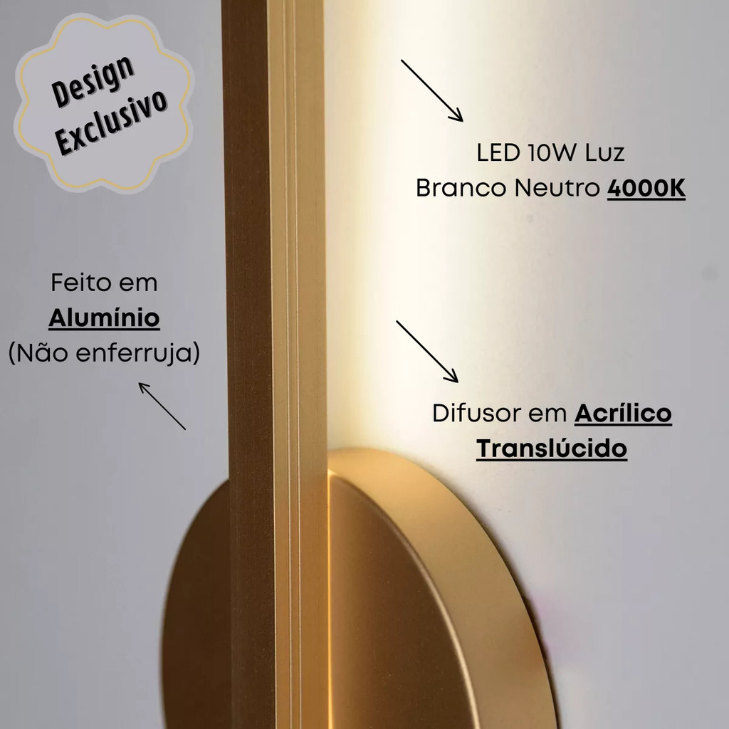 Arandela Linear Perfil Led 4000k 10w Alumínio Indireta | Shopee Brasil