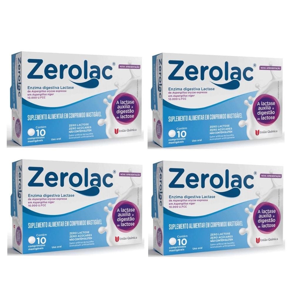 Kit 04 Zerolac 10.000 FCC 10 Comprimidos Mastigáveis | Shopee Brasil