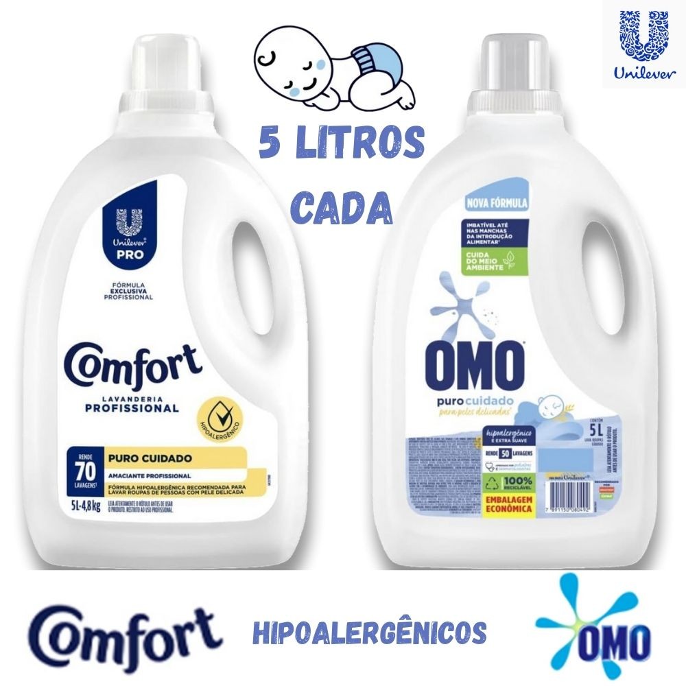 Kit Lava Roupas Omo + Amaciante Comfort 5L – Cuida das Roupas Finas do ...