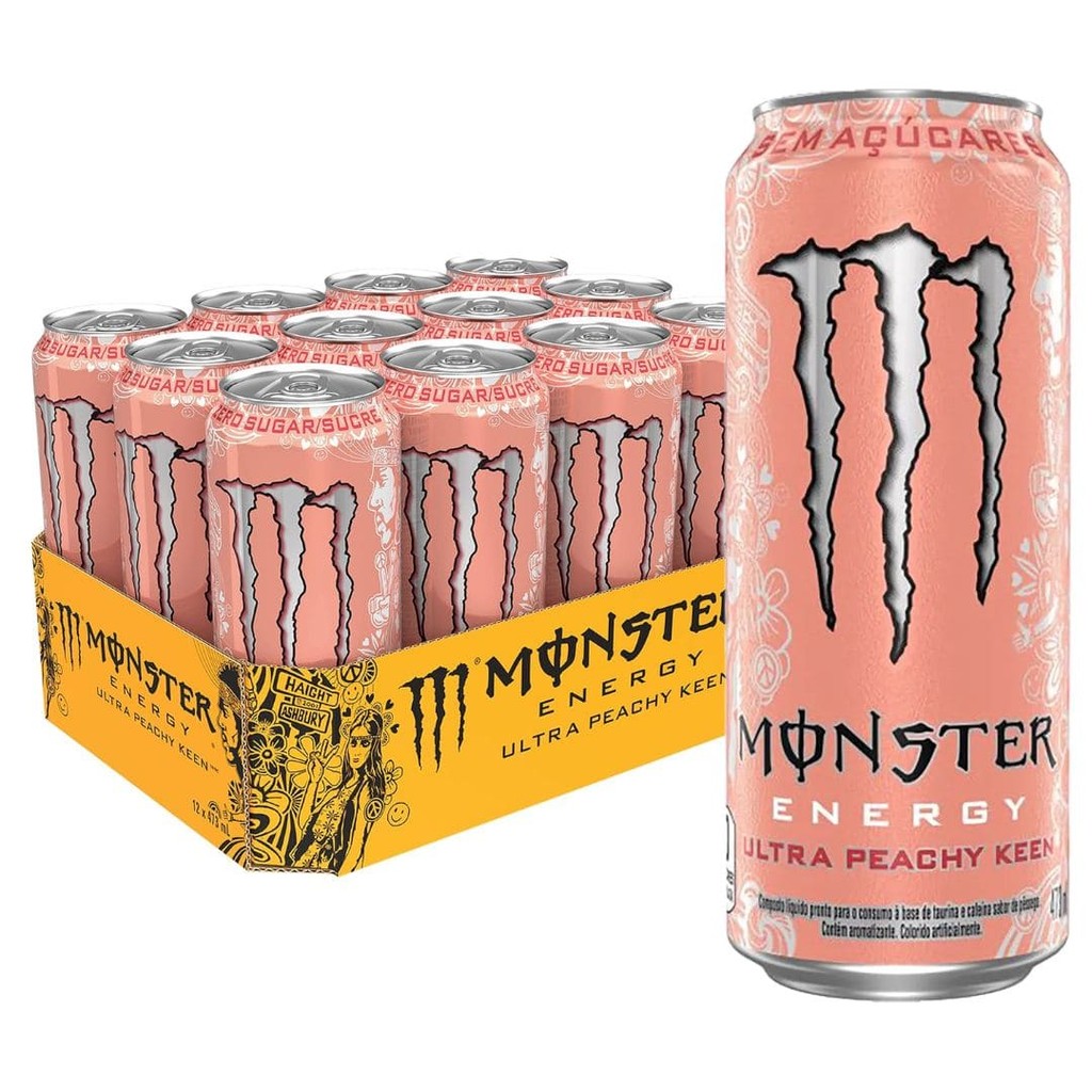 Kit 12un Energético Monster Energy Ultra Peachy Keen Lata 473ml Pêssego ...