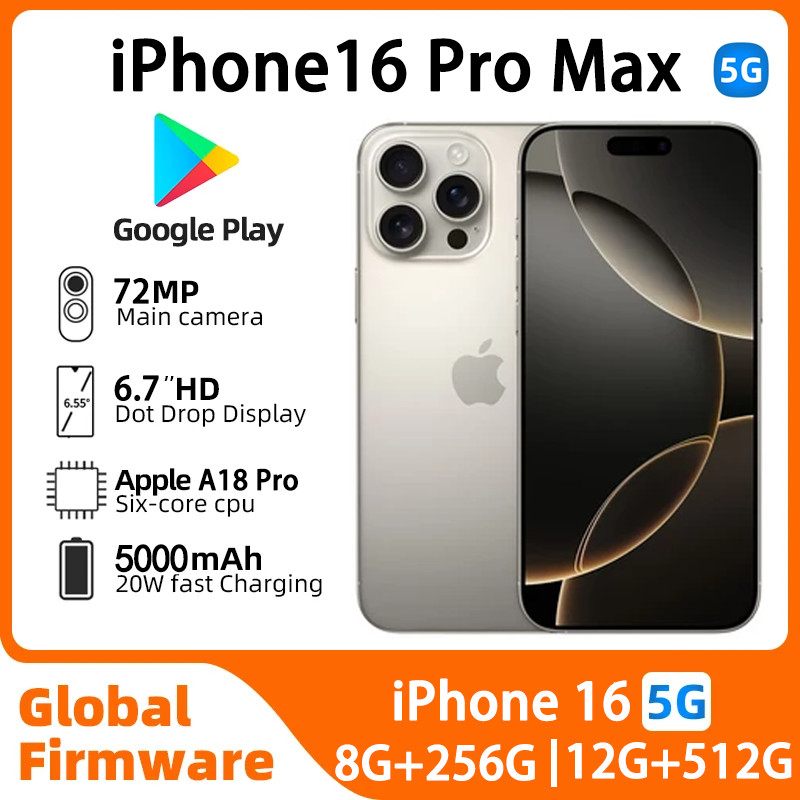 Novo Apple-i16 Pro Max 6.7 " 12 Gb De RAM + 512 ROM 1 SIM + 1 eSIM , OLED , Reconhecimento ...