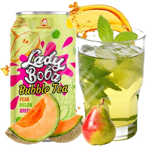 Bebida Lady Boba Bubble Green Tea Pear Melon - Importado | Shopee Brasil