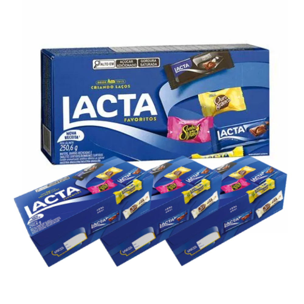 Bombom Lacta Favoritos 250,6g - 4 cx Bombons | Shopee Brasil