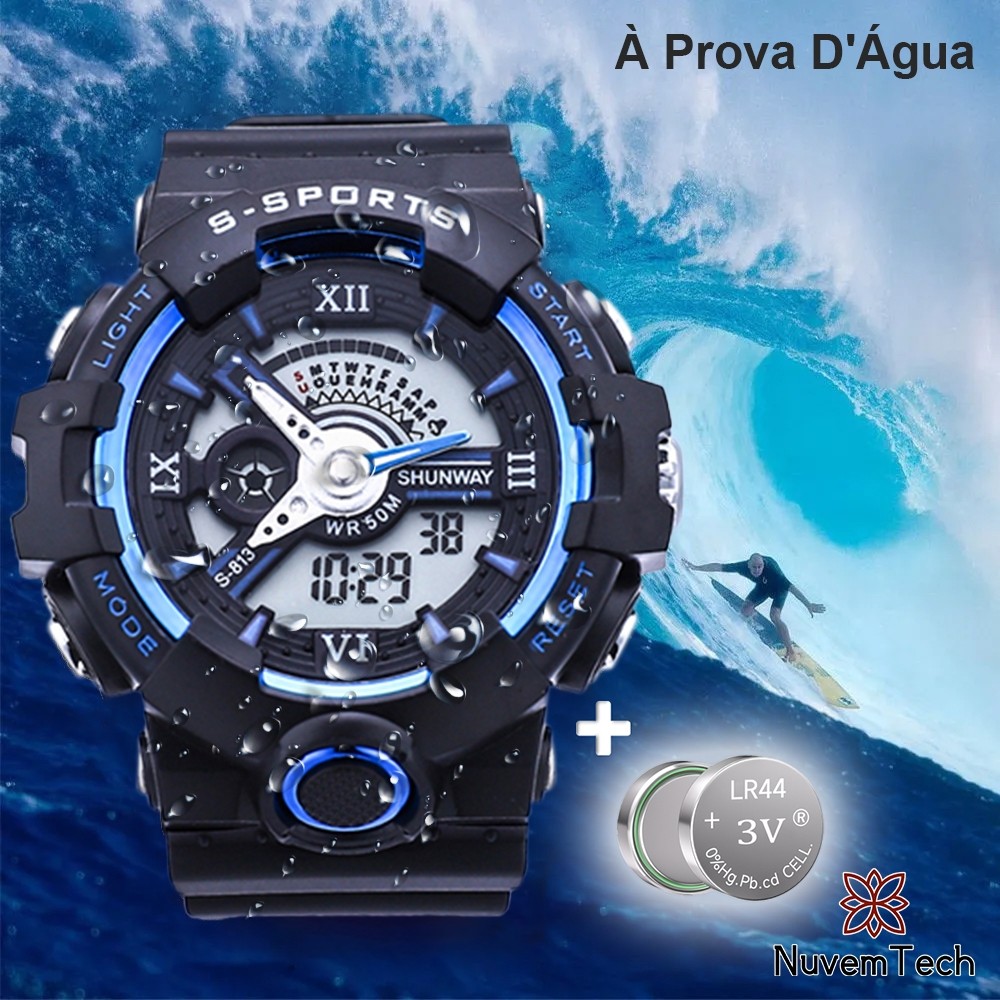 Relógio De Pulso Masculino A Prova D Água Original Relógio Eletrônico Digital Esportivo ...