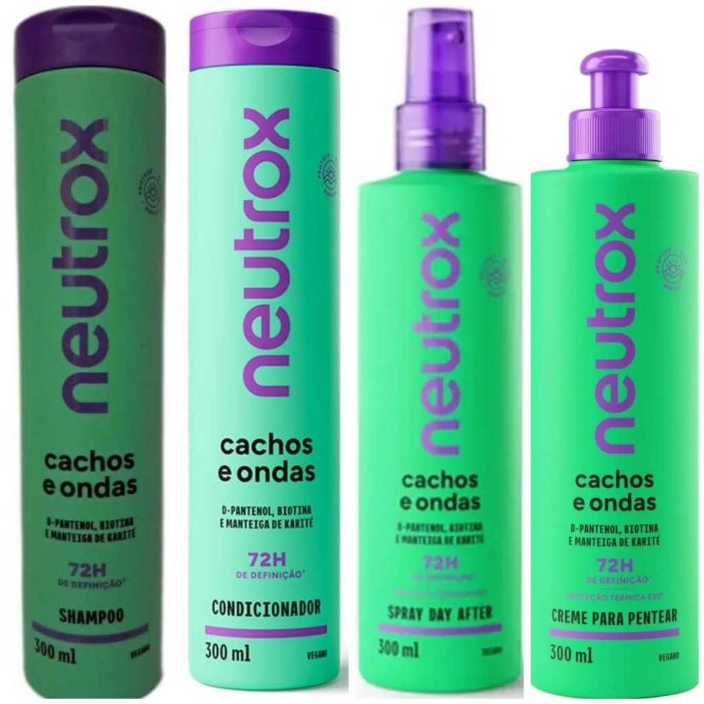 KIT NEUTROX CACHOS E ONDAS SHAMPOO+CONDICIONADOR+SPRAY DAY AFTER+CREME ...