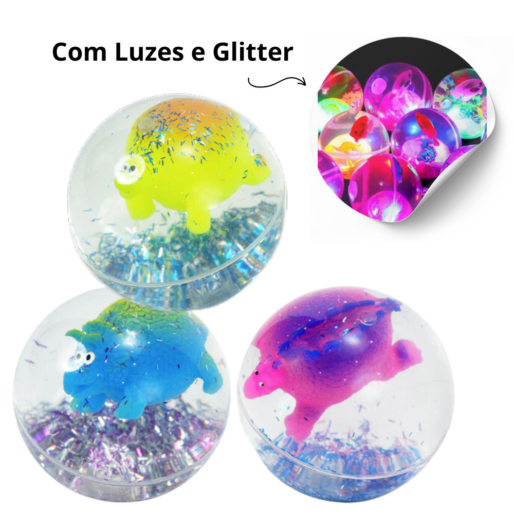 Bola Gel Pula Pula Pisca-Pisca Dino Led Brilha Escuro Acende Luz ...