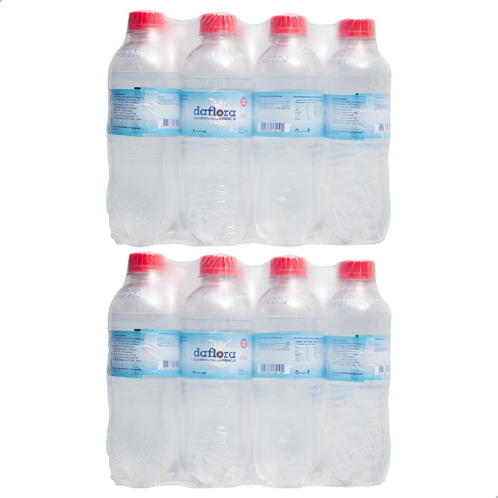 Kit 24 água mineral com gás daflora garrafa 310ml 2 fardos premium | Shopee Brasil