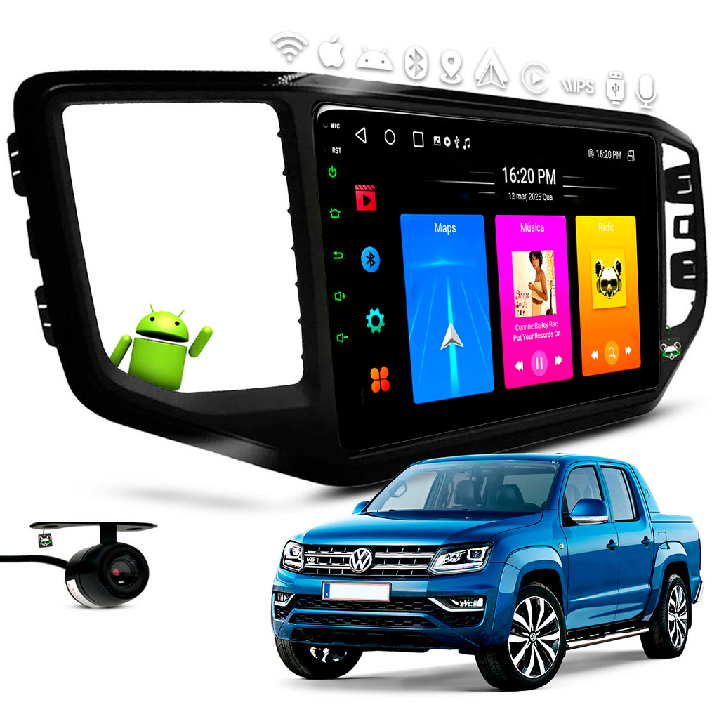 Kit Multimídia Android Carplay 9 Pol Amarok 2017 2018 2019 2020 2021 2022 2023 2024 2025 ...