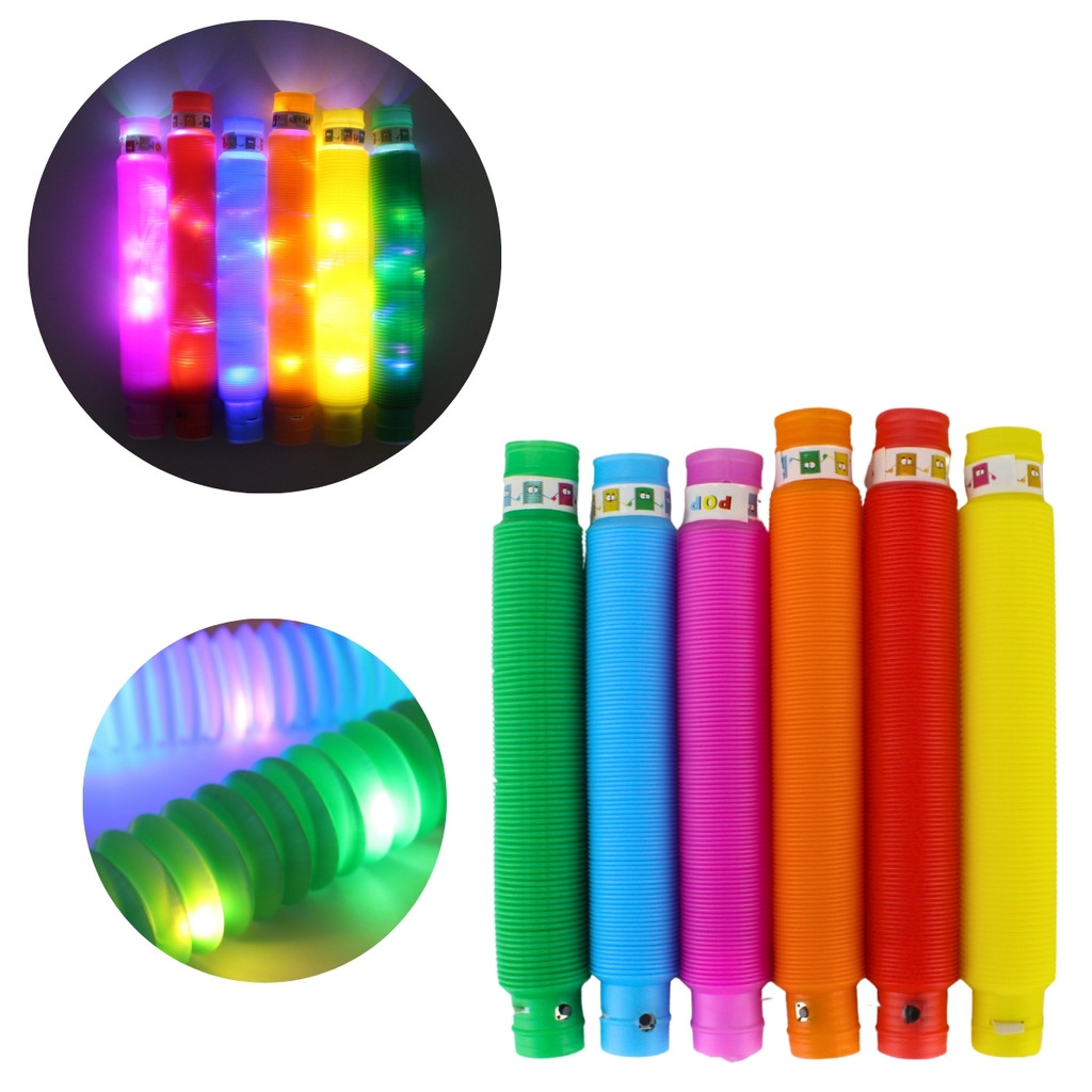 Pack 6 Pop Tube Led Bastão Fidget Luminoso Festa Antistress | Shopee Brasil
