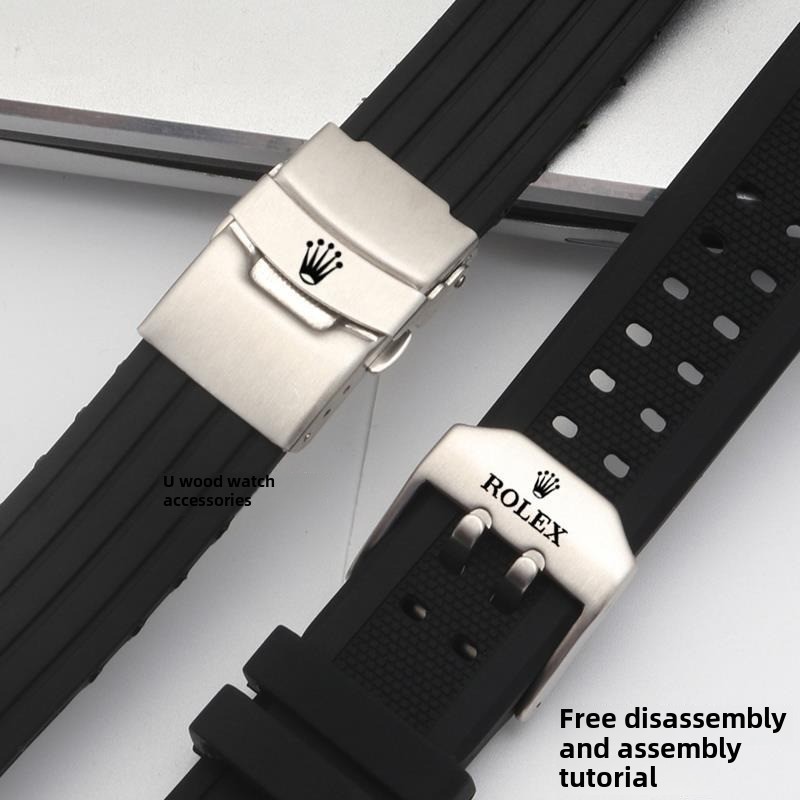 Pulseira De Silicone 19/20/21/23/24mm Para Relógio Rolex Verde Preto ...