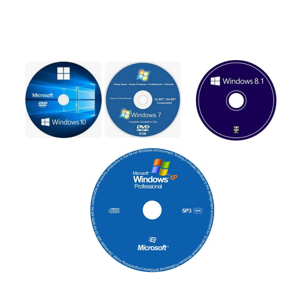 KITS 4 DVD WINDOWS 10 + WINDOWS 8 + WINDOWS 7 + WINDOWS XP | Shopee Brasil