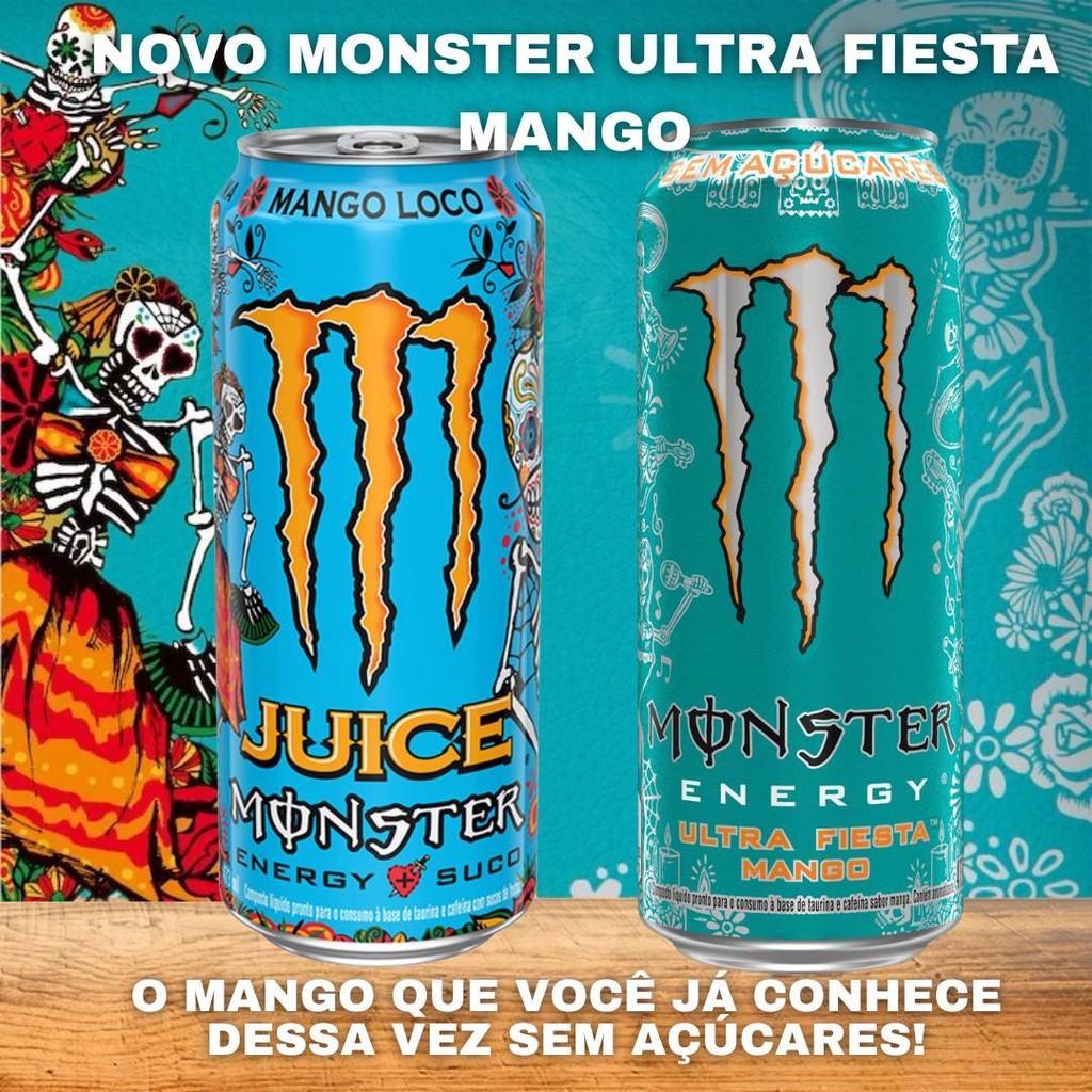 Kit Energético Monster Energy 473ml Mango Loco + Ultra Fiesta Manga ...