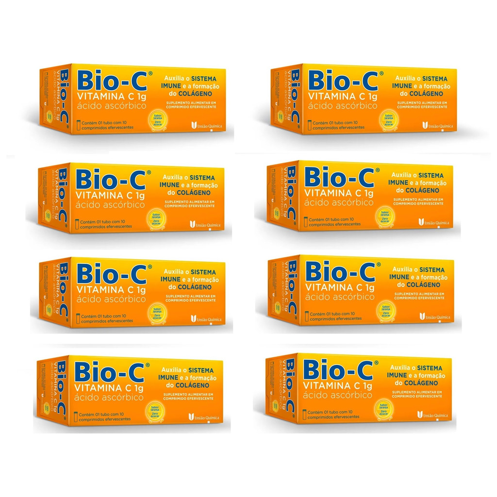 Kit 8 Vitamina C 1g Bio-C Imunidade 10cps Efervescentes | Shopee Brasil