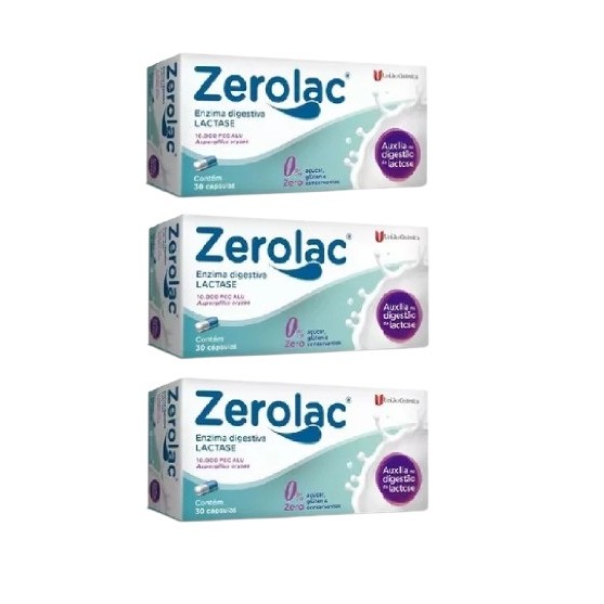 Kit 3 Zerolac Lactase 10.000fcc 30 Cápsulas - União Química | Shopee Brasil