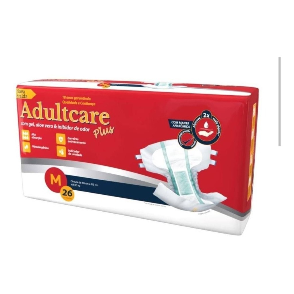 Fralda Uso Adulto Adultcare Plus - Tam: M - Com 26 Fraldas | Shopee Brasil