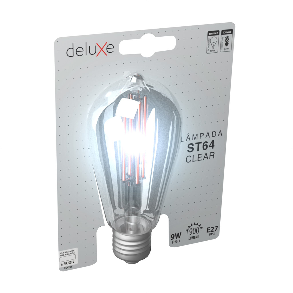 Lâmpada de Led Filamento Retro Vintage ST64 Clear 9w 900lm E27 6500K ...