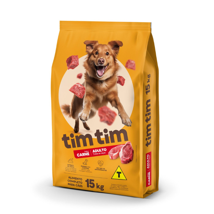RAÇÃO CÃES TIM TIM ADULTO TODAS AS RAÇAS 15KG SABOR CARNE | Shopee Brasil