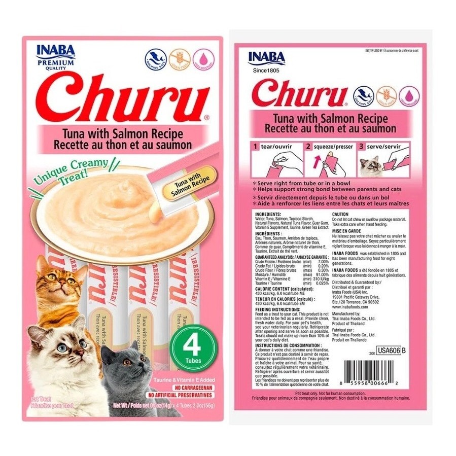 Alimento Churu Gatos Churu Sabor Atum Com Salmão 4 Tubete | Shopee Brasil