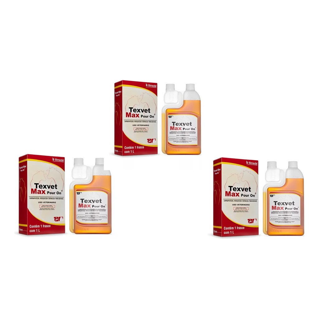 Kit 3 Unidade - Texvet Max Pour On Cipermetrina 1l Bimeda | Shopee Brasil