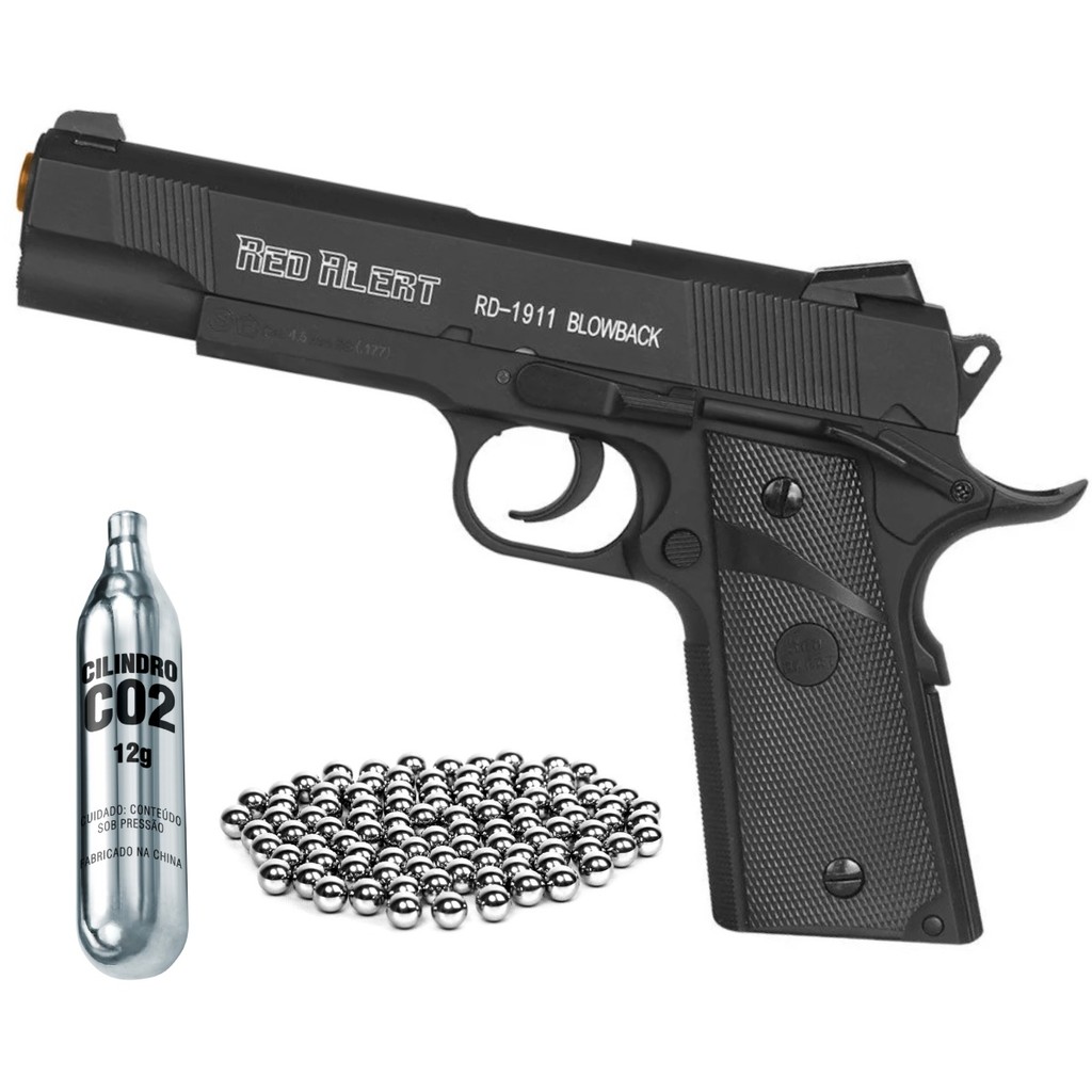 Pistola Co2 Gamo Blowback Red Alert RD-1911 Colt 4.5mm Slide Metal ...
