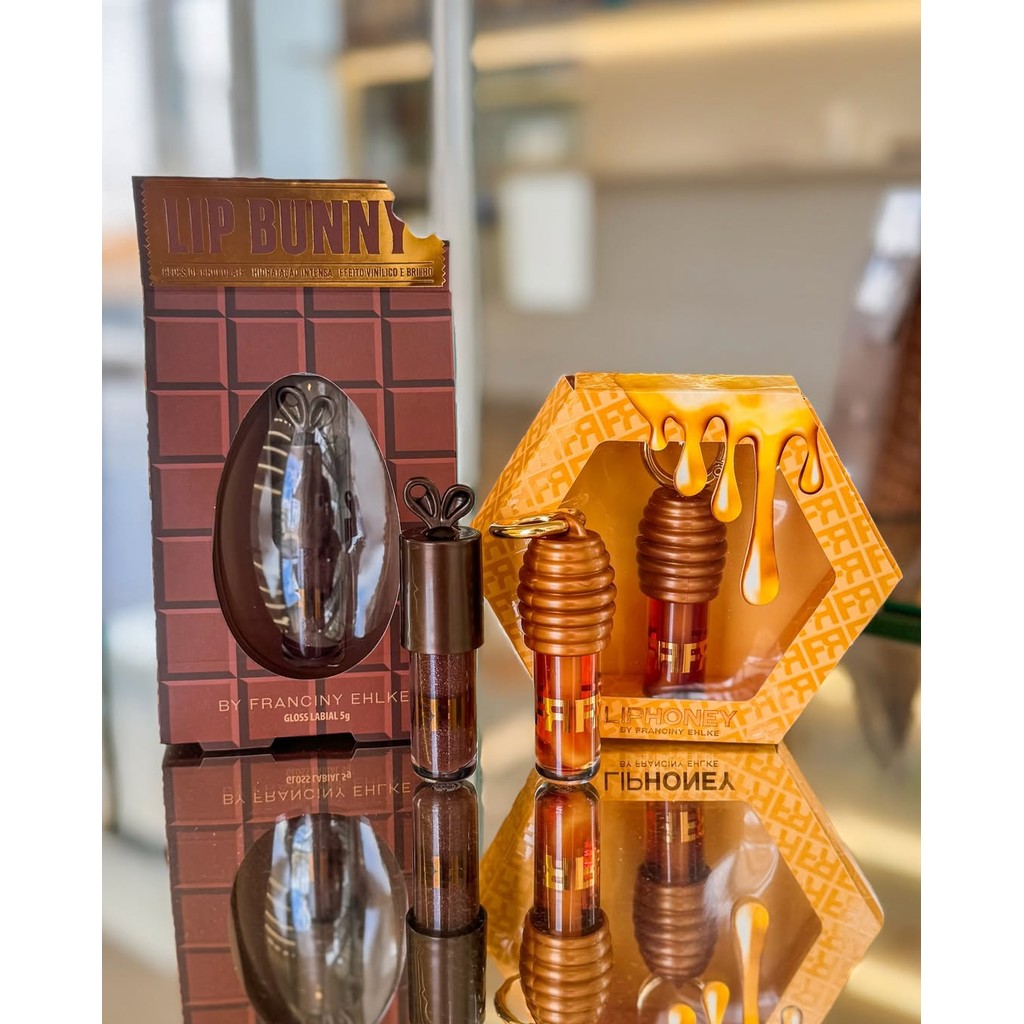 Kit Franciny Ehlke Gloss Labial: Lip Honey Mel e Lip Bunny Chocolate | Shopee Brasil