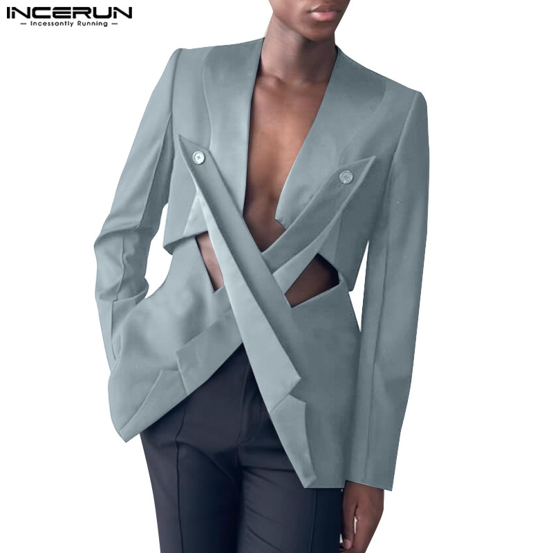 INCERUN Blazer Casual Masculino Vintage Personalizado Desconstruído De ...