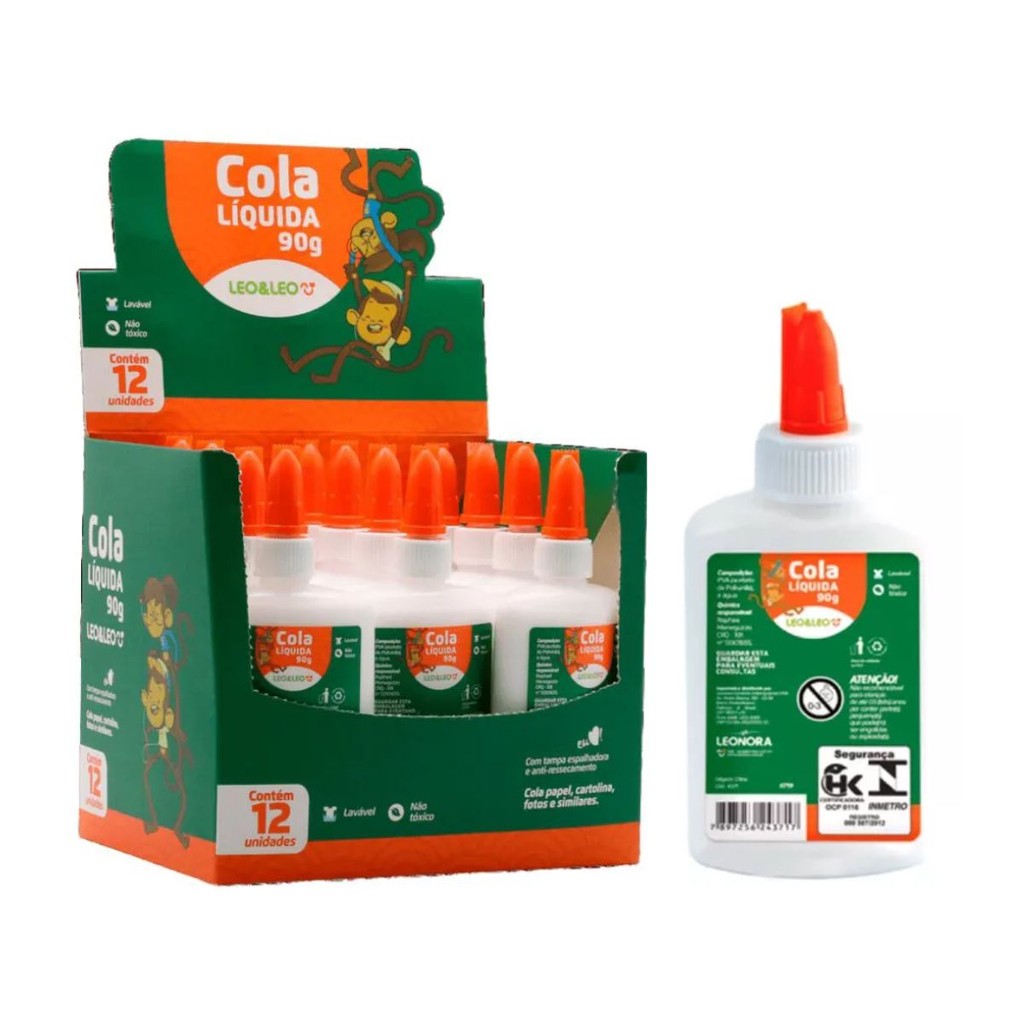 Cola Escolar Liquida 90G Caixa com 12 Unidades Leo & Leo | Shopee Brasil