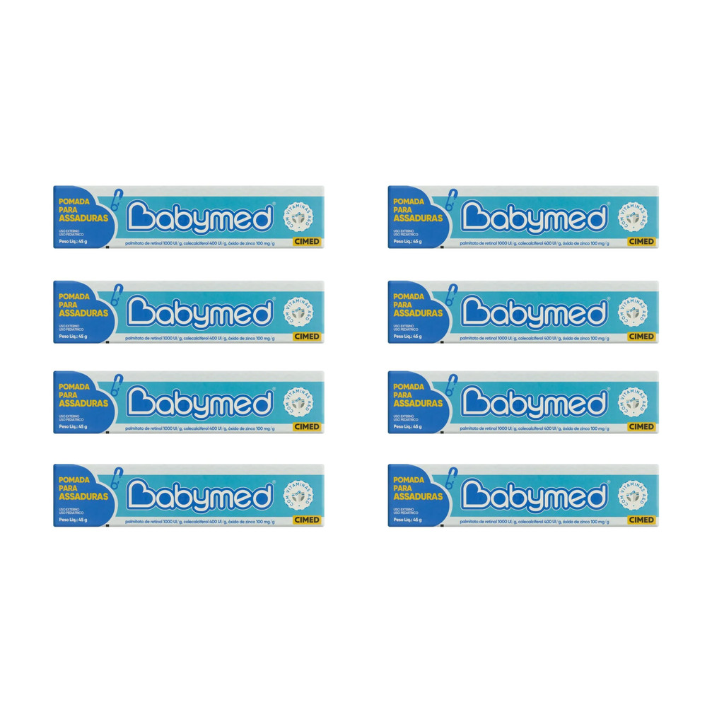 Kit 08 Babymed Azul Menino Pomada Para Assadura 45g - Cimed | Shopee Brasil