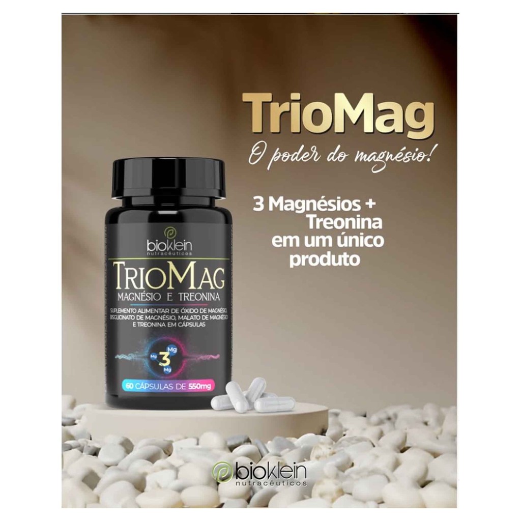 Kit 2 Triomag - 3 Magnésios 550mg - 2x60 Cápsulas - Bioklein | Shopee ...